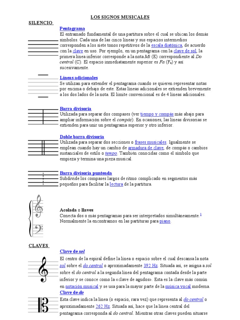 Los Signos Musicales | PDF | Clave | Notación musical