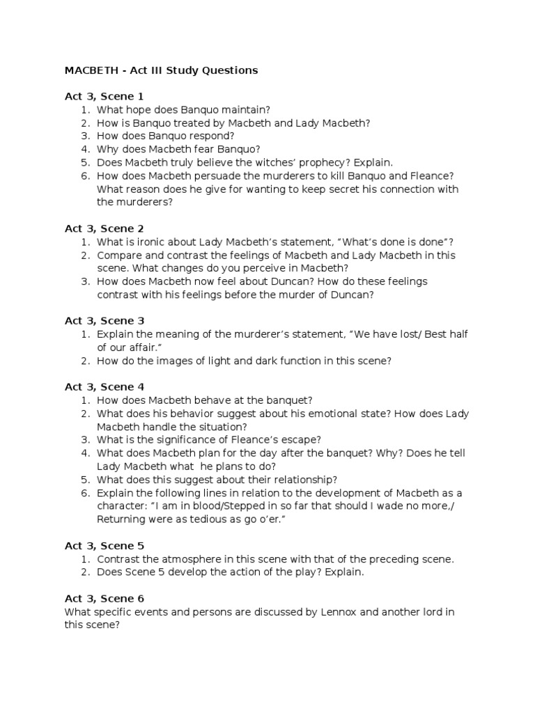 Act 3 Study Questions | PDF