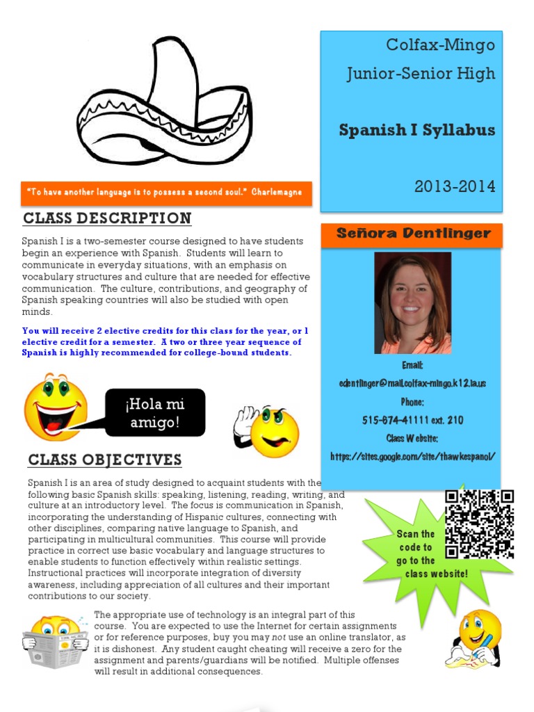 Spanish 1 Syllabus 2013-2014 | PDF | Quiz | Test (Assessment)