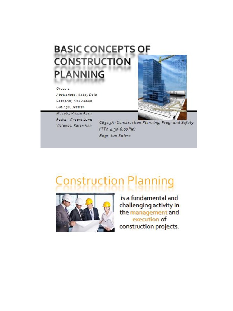 Basic Concepts in The Development of Construction Plans | PDF