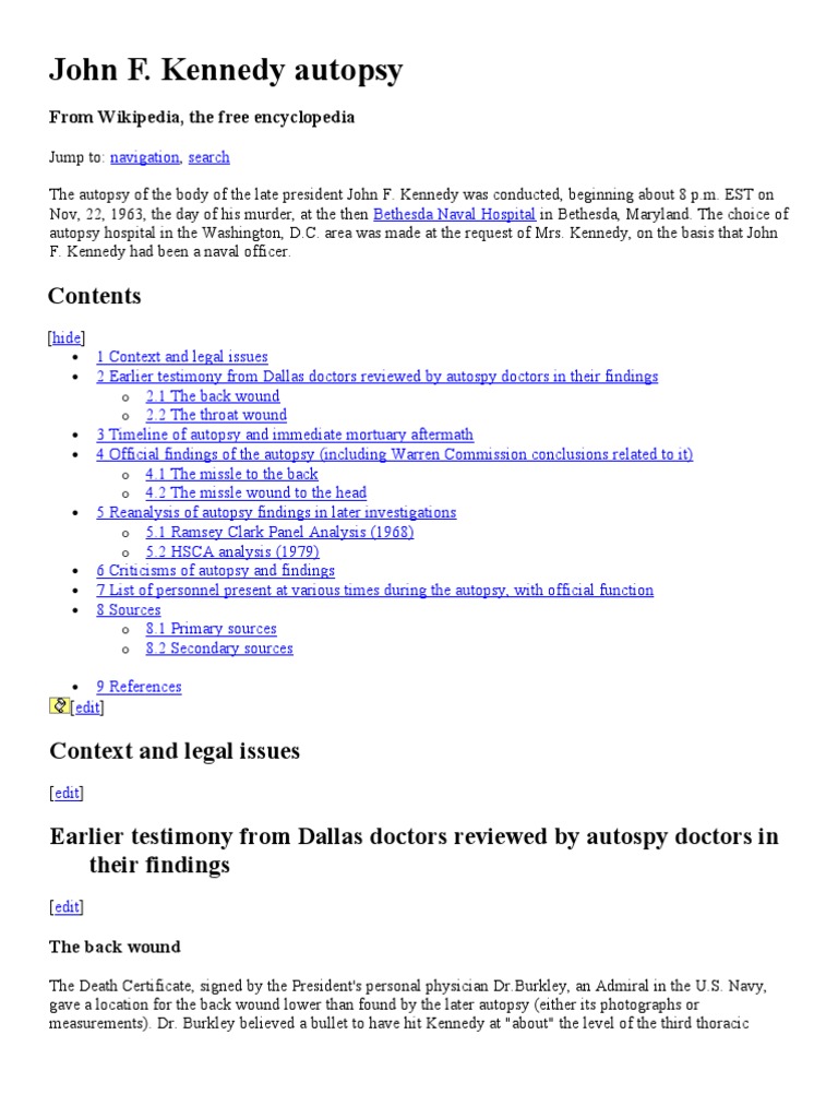 The JFK Autopsy | PDF | Skull | Skeletal System