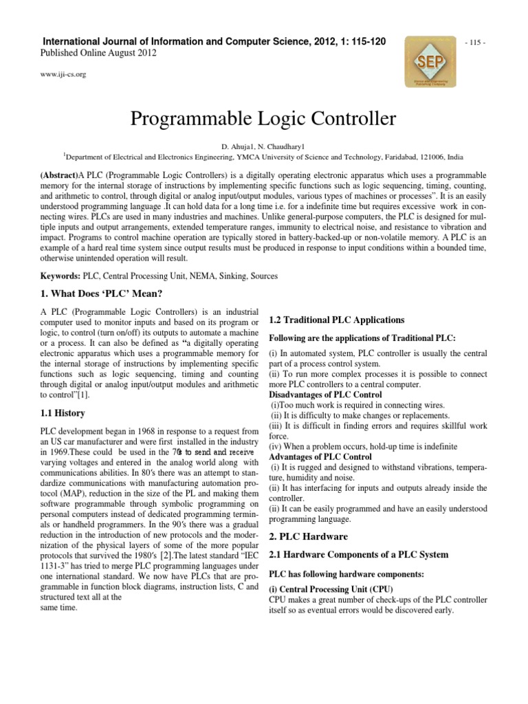 Programmable Logic Controller | PDF | Programmable Logic Controller ...