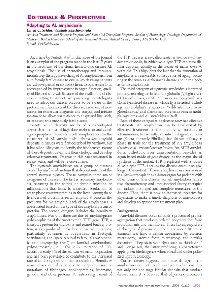 Ditorials Erspectives: David C. Seldin, Vaishali Sanchorawala | PDF ...