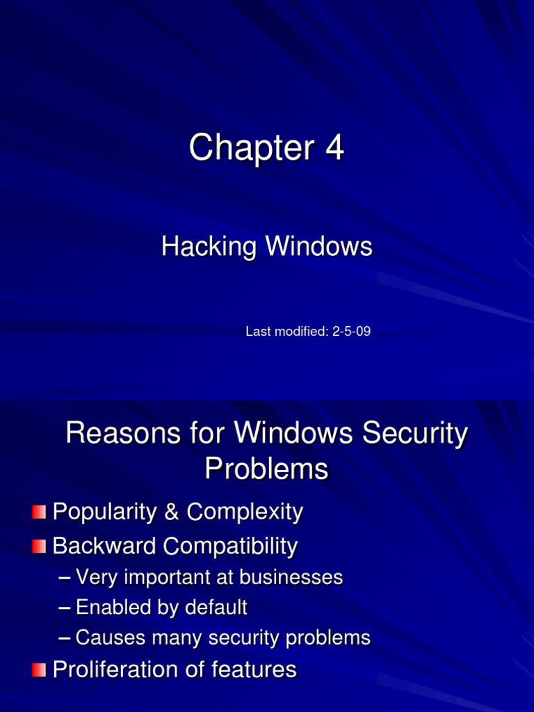 Hacking Windows: Last Modified: 2-5-09 | PDF | Password | Remote ...