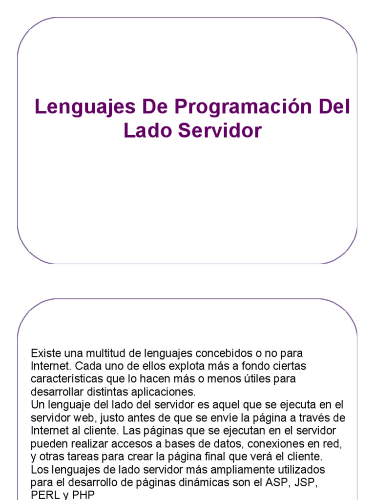 Lenguajes de Programación Del Lado Servidor | PDF | Páginas del servidor Java | Páginas del ...