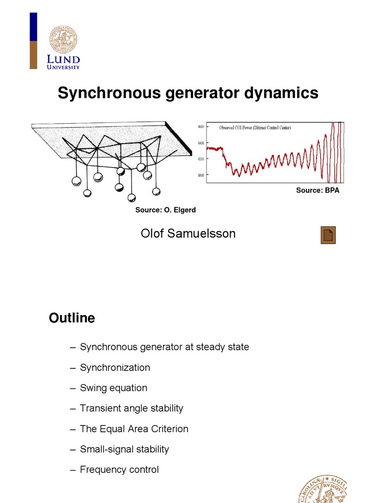 Synchronous Generator Dynamics: Olof Samuelsson | PDF | Electrical ...