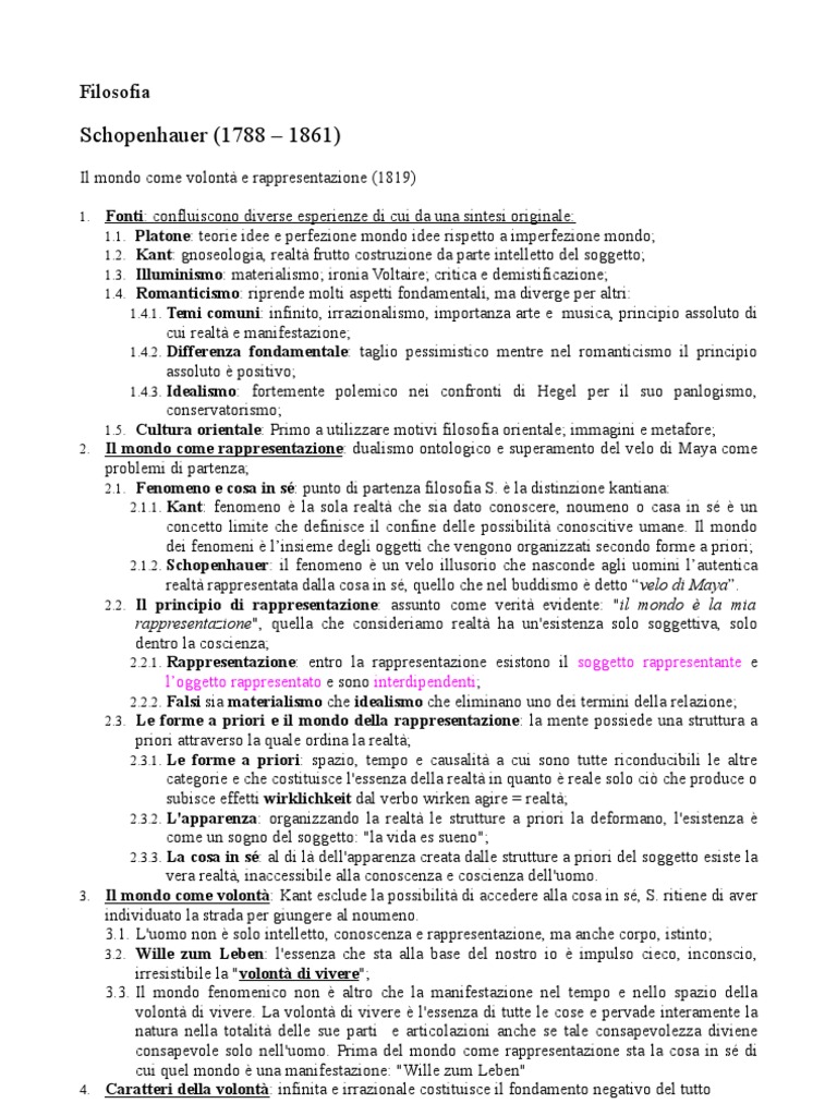 Schopenhauer Sintesi Schematica Pdf