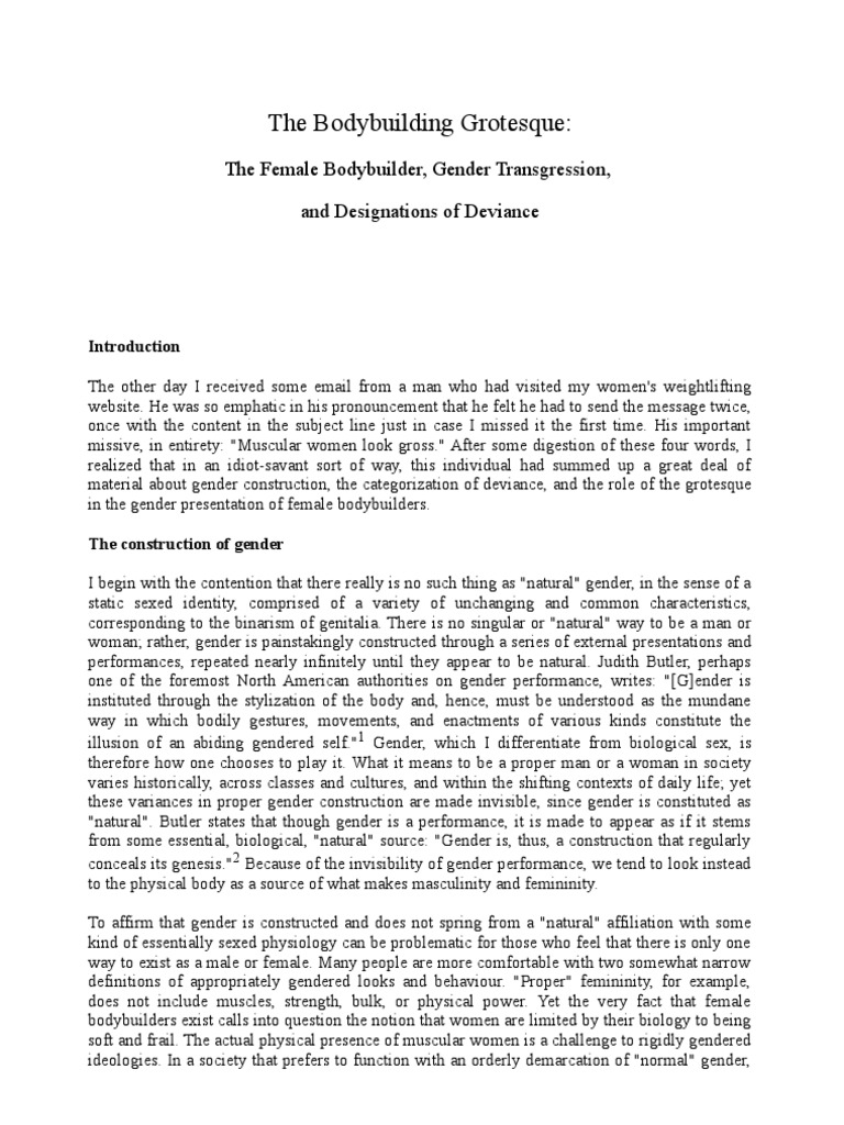 The Grotesque in Female Bodybuilding | PDF | Gender | Gender Studies