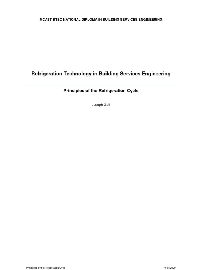 Principles of The Refrigeration Cycle | PDF | Heat Transfer | Gas ...