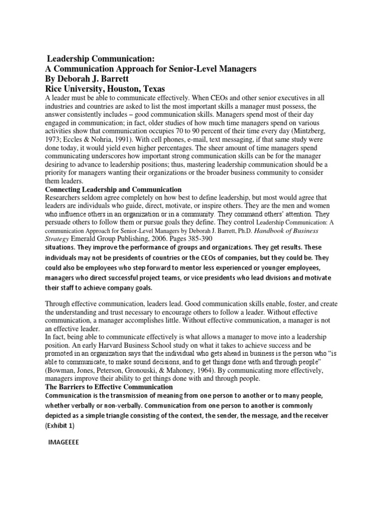 Mastering Leadership Communication: A Framework for Developing ...