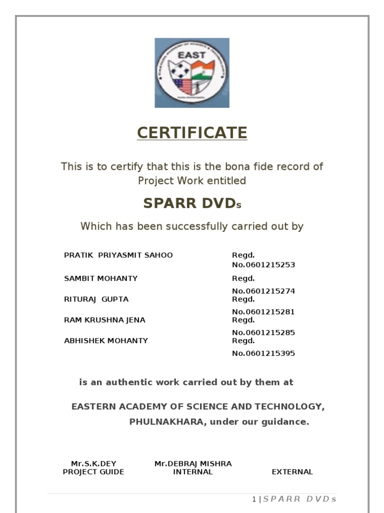 Certificate: Sparr DVD | PDF | Dvd | Entrepreneurship