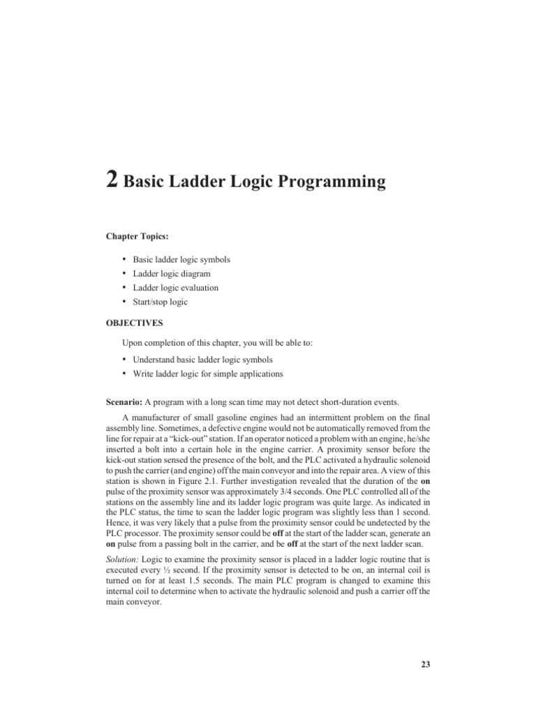 Basic Ladder Logic Programming PDF Programmable Logic Controller 