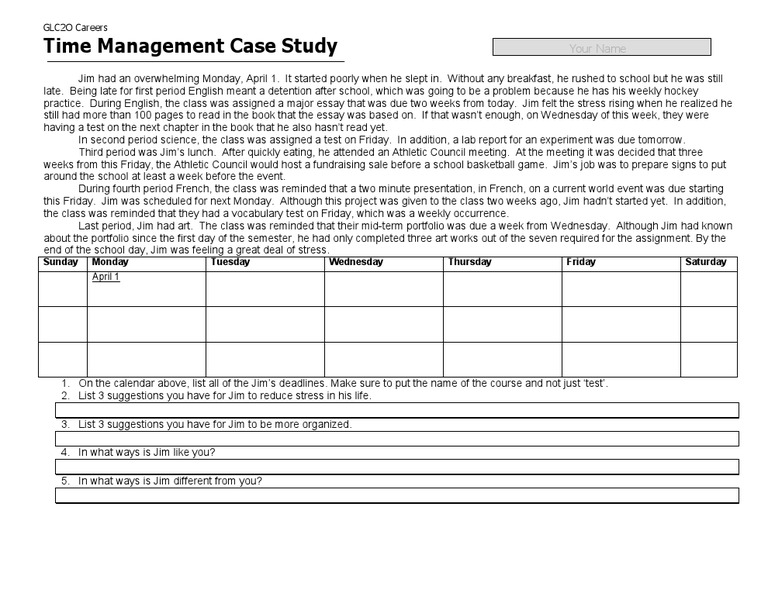 Time Management Case Study | PDF | Books