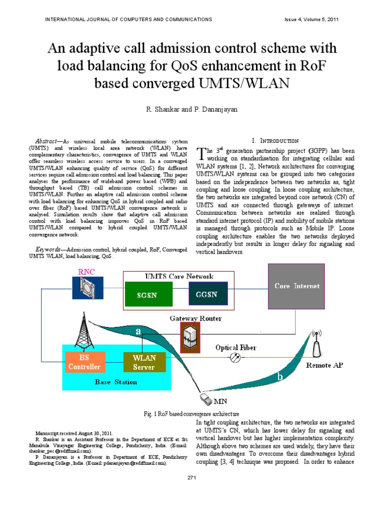 An Adaptive Call Admission Control Scheme With Load Balancing For Qos Enhancement in Rof Based ...