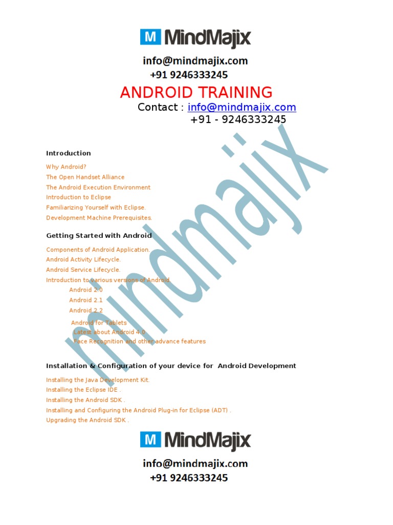 Android Training Online | PDF | Eclipse (Software) | Android (Operating ...
