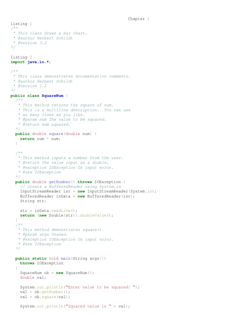 Java Square Number Example Code | PDF