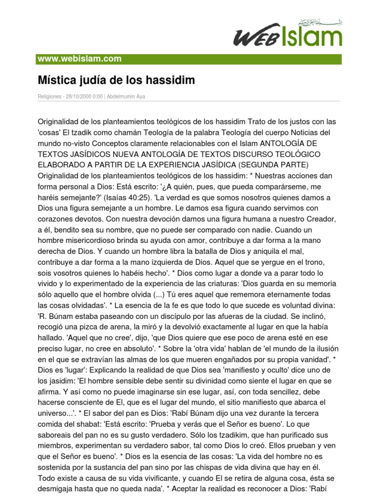 Mística judía de los hassidim | PDF | Judaísmo jasídico | Oración