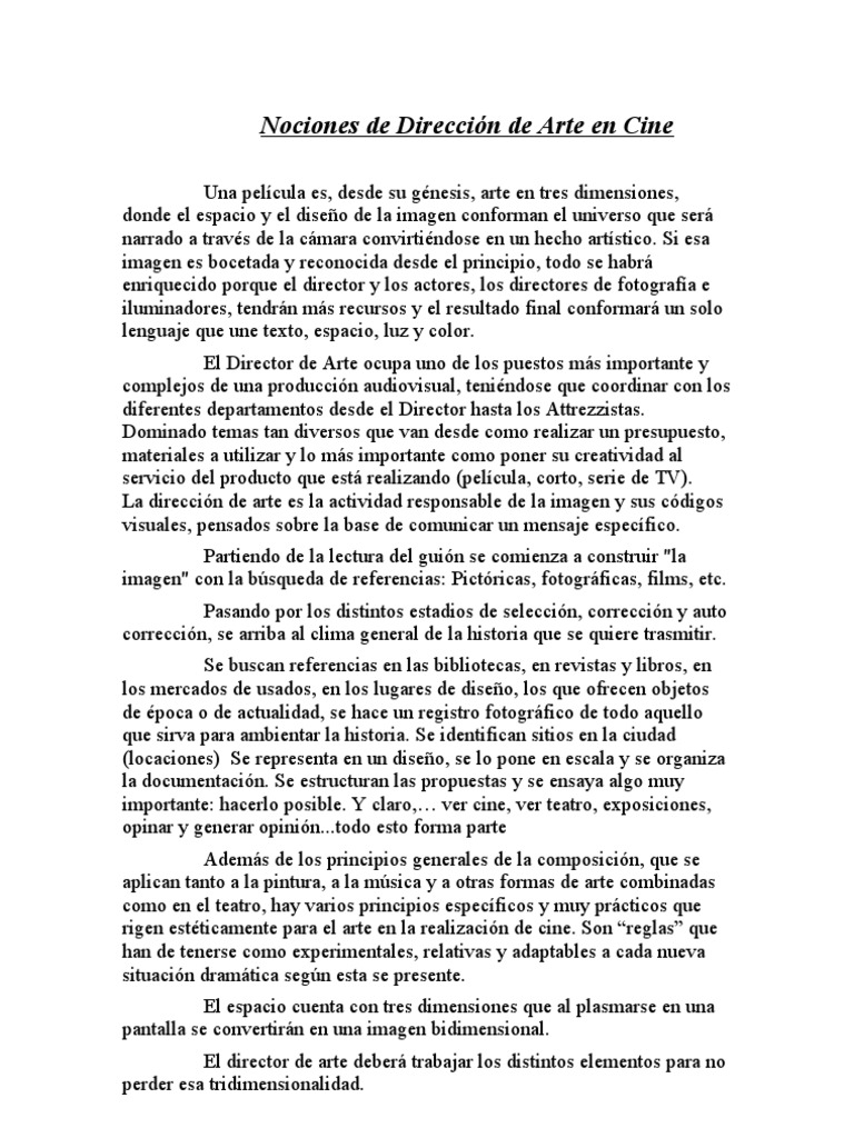 Manual de Direccion de Arte en Cine | PDF | Composición (artes visuales ...
