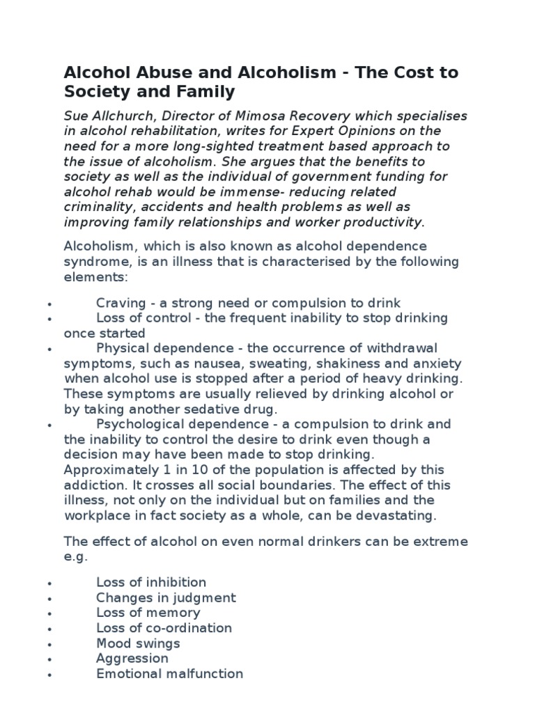 Alcohol Abuse and Alcoholism | Download Free PDF | Alcoholism ...