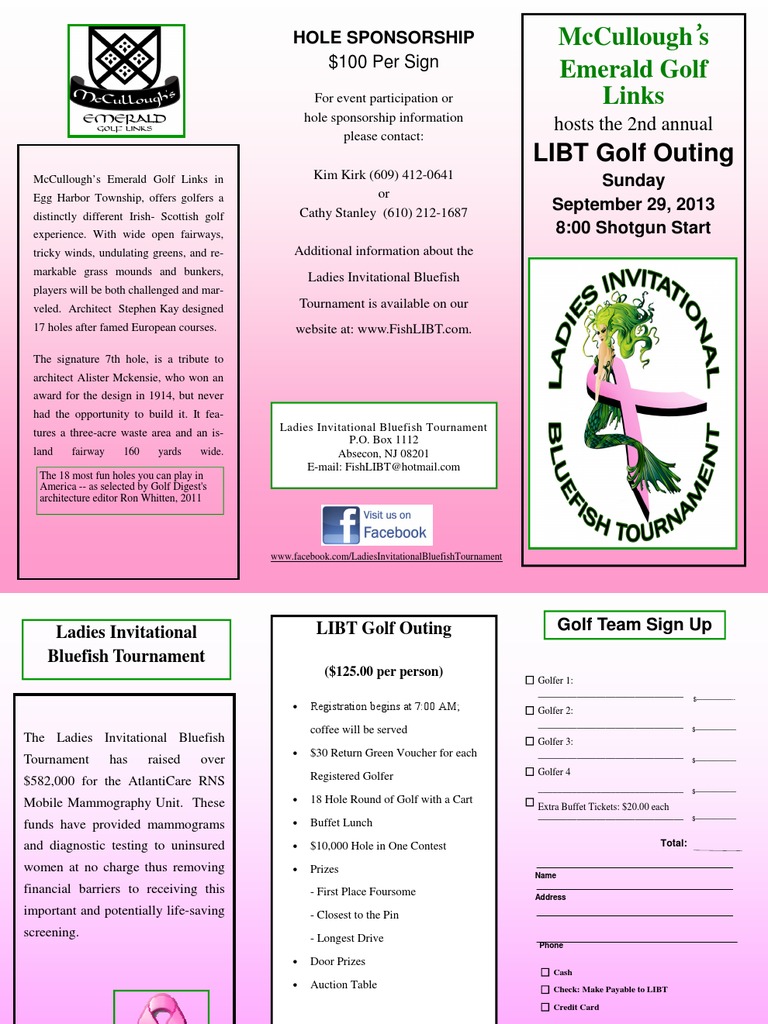 2013 Golf Outing Brochure (Read-Only) | PDF | Golf Course | Mammography