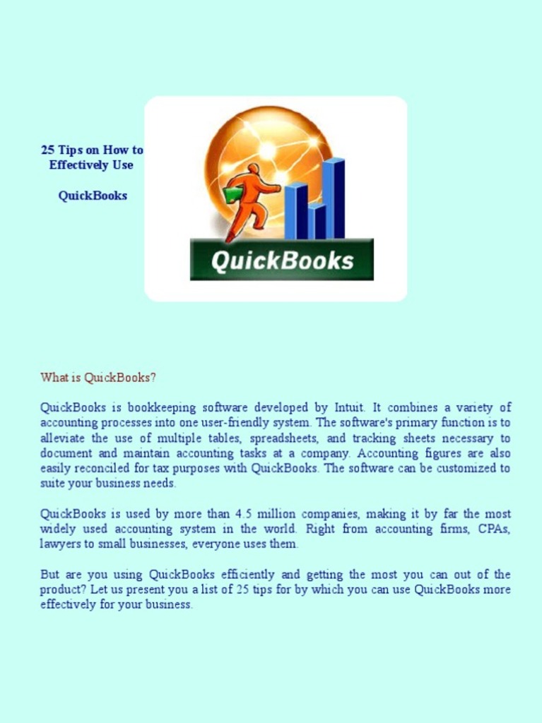 25 Quickbooks Tips | PDF | Quick Books | Computing