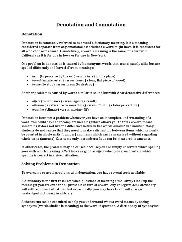 Denotation and Connotation | PDF | Connotation | Dictionary