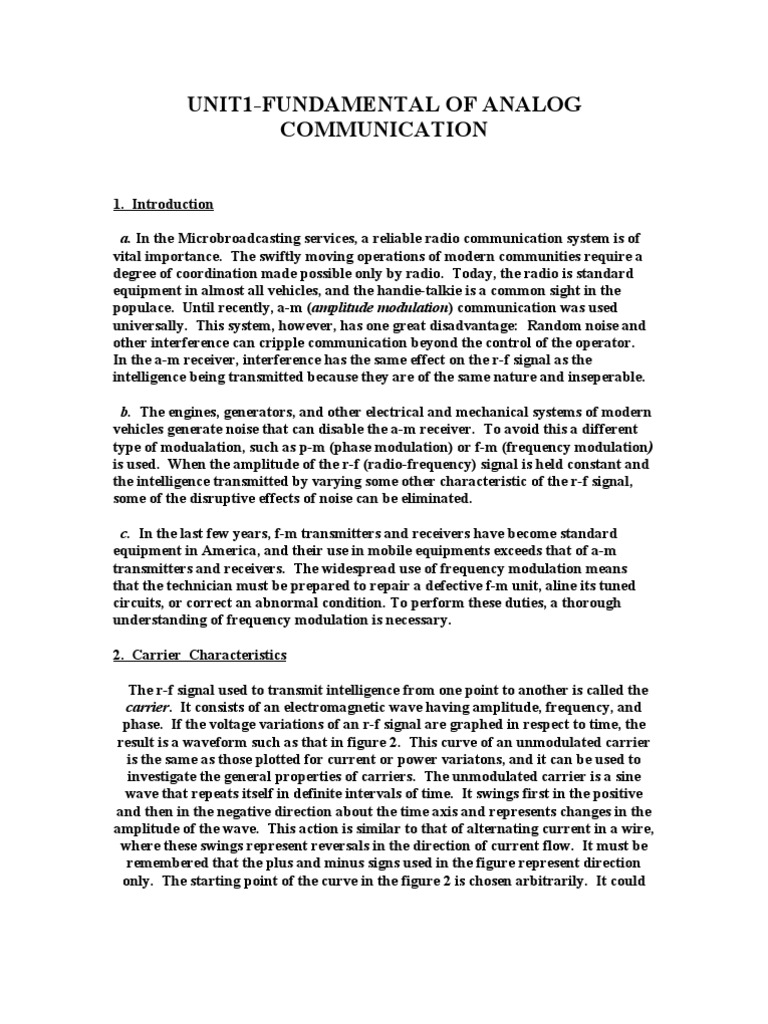 Unit1-Fundamental of Analog Communication | PDF