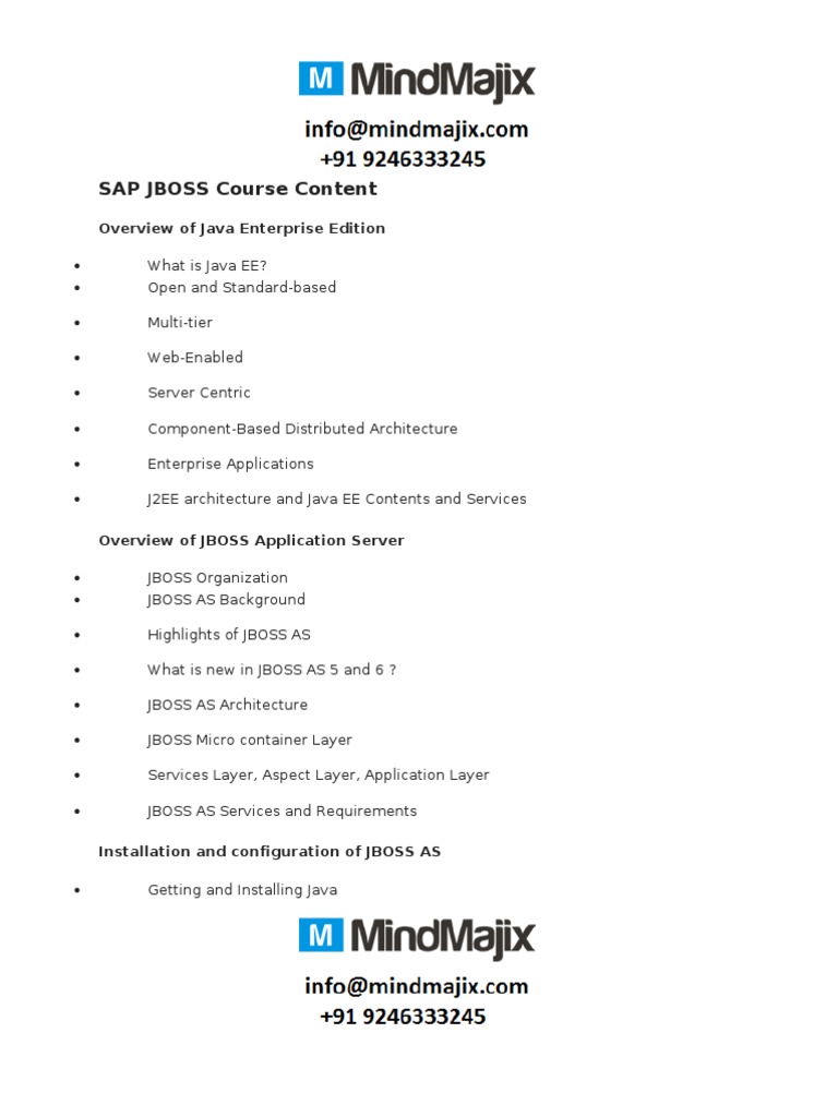 SAP JBOSS Course Content: Overview of Java Enterprise Edition | PDF ...