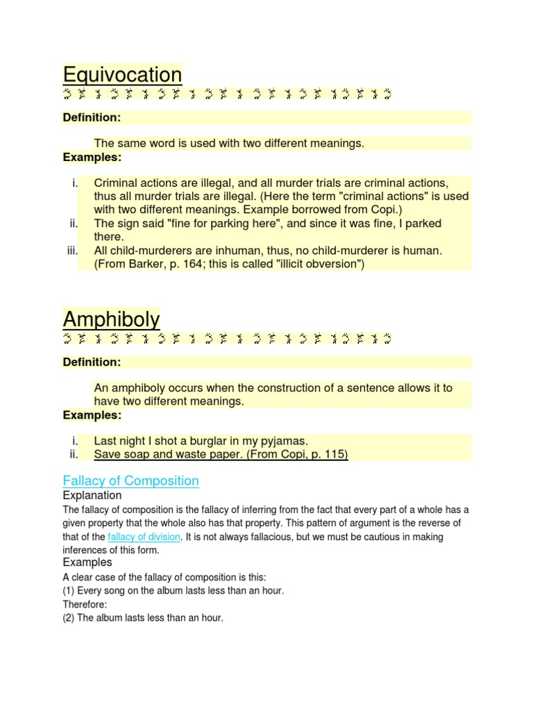 Equivocation: Definition | Download Free PDF | Fallacy | Argument