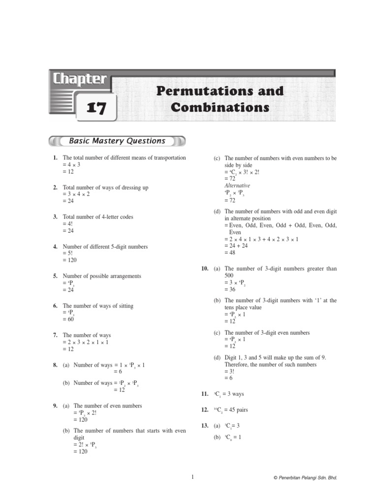 Permutations And Combinations Pdf Number Theory Teaching Mathematics