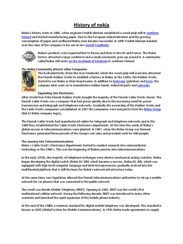 Nokia History | PDF | Nokia | Mobile Phones