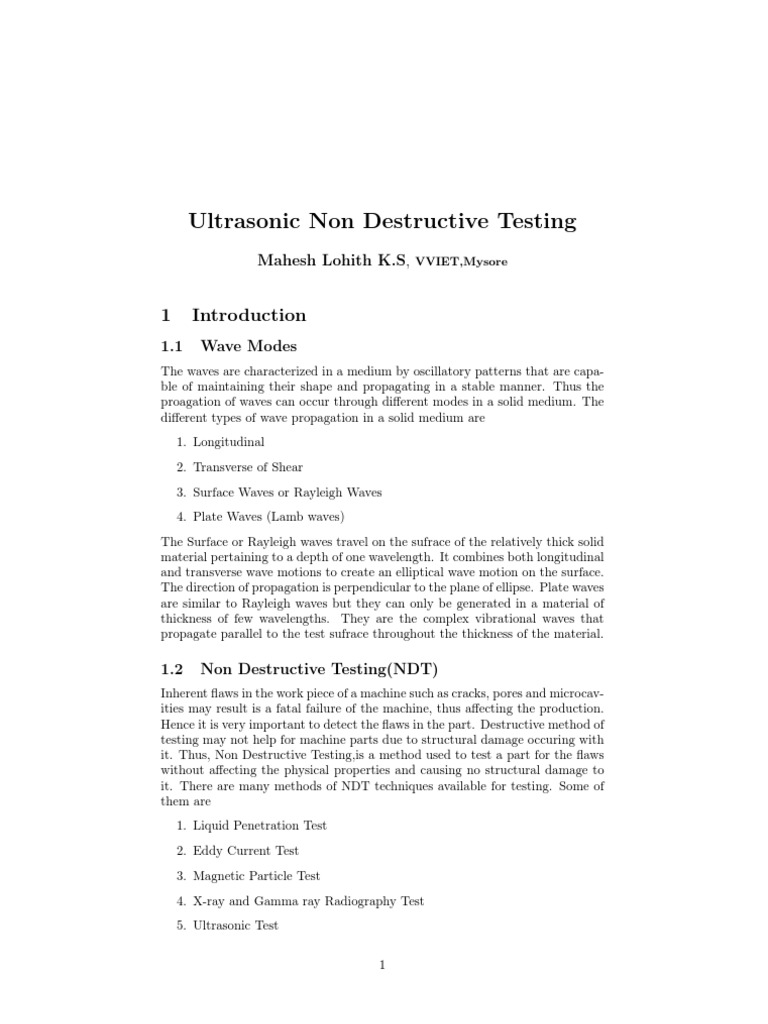 Ultrasonics & Non Destructive Testing | PDF | Waves | Ultrasound