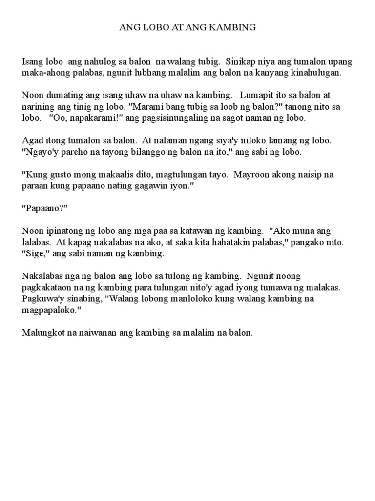 Ang Lobo at Kambing | PDF