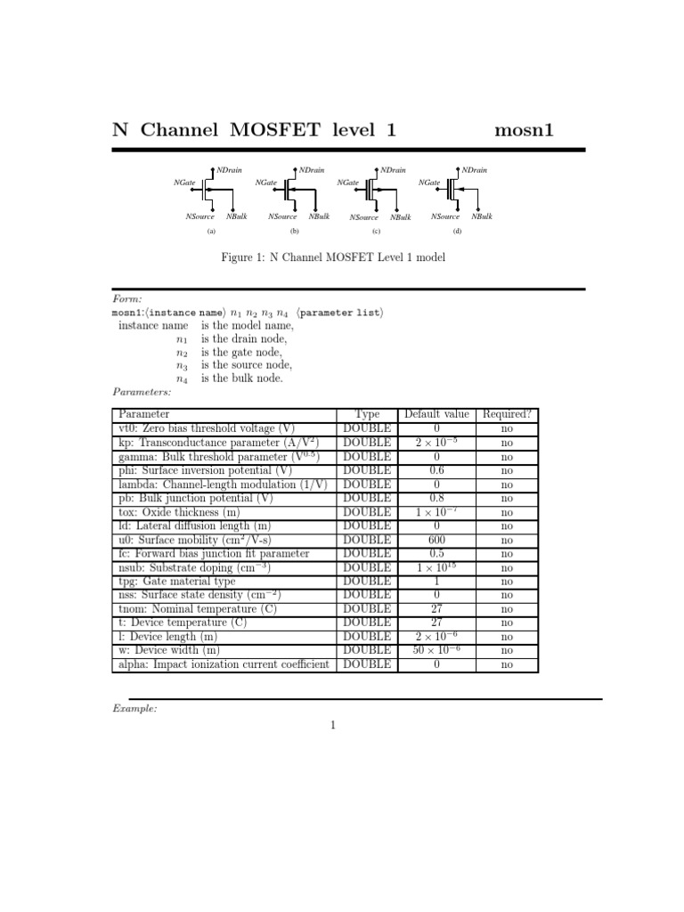 N Channel MOSFET Level 1 | PDF | Mosfet | Field Effect Transistor