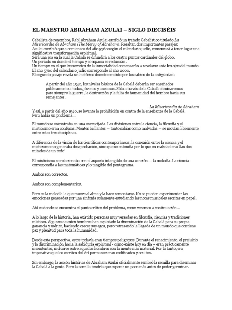 El Maestro Abraham Azulai | PDF | Kábala | Misticismo