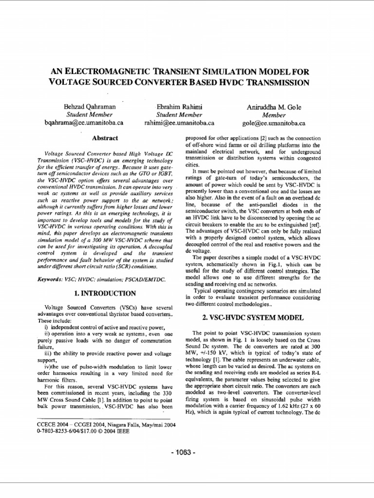 An Electromagnetic Transient Simulation Model For | PDF | High Voltage ...