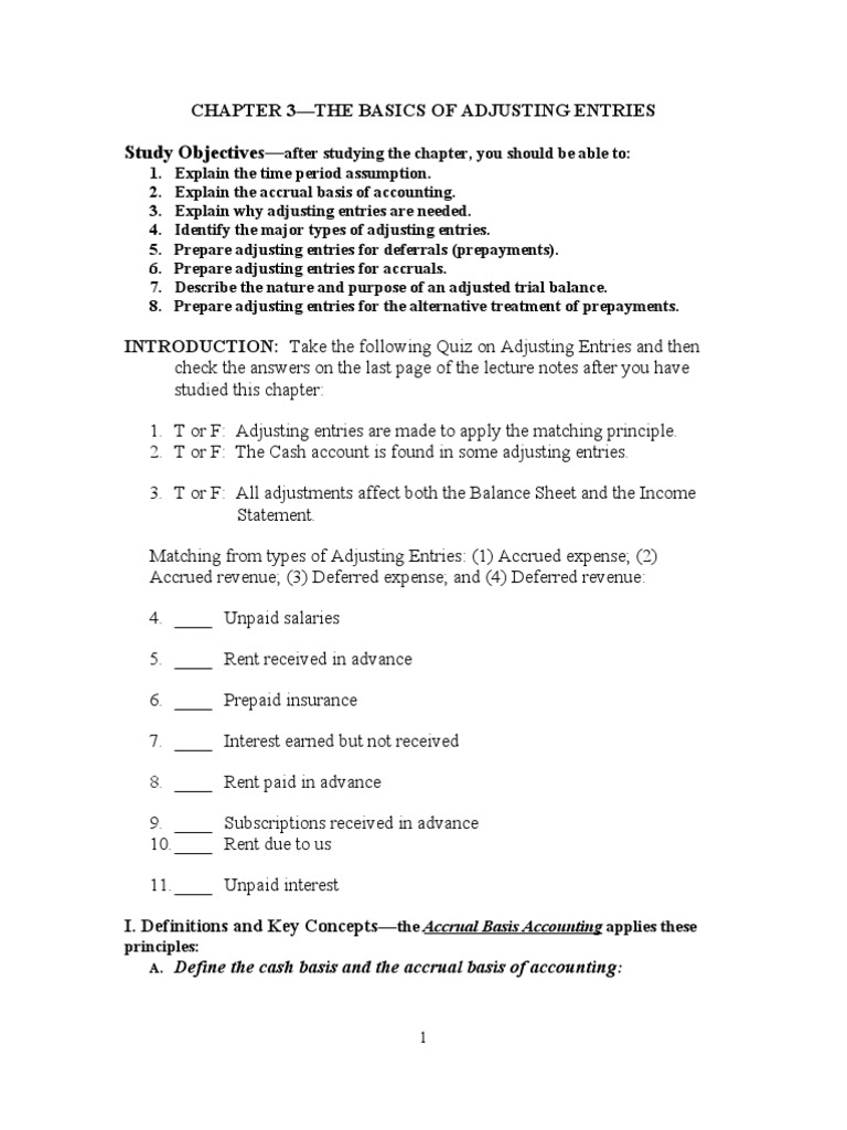 Chapter 3 Adjusting The Accounts | PDF | Deferral | Debits And Credits