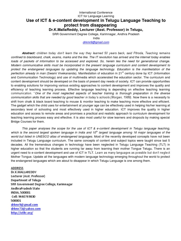 Abstract Ict | Educational Technology | Language Education