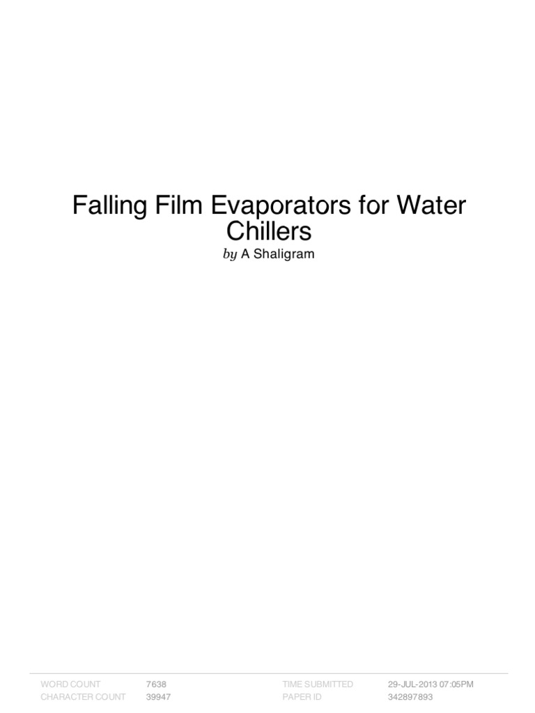 Falling Film Evaporators for Chillers | PDF | Heat Transfer | Chemical ...