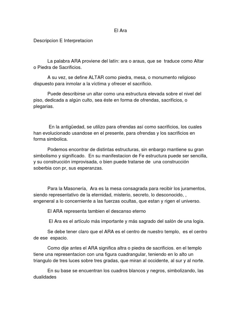 El ARA en Masoneria | PDF | Altar | Masonería