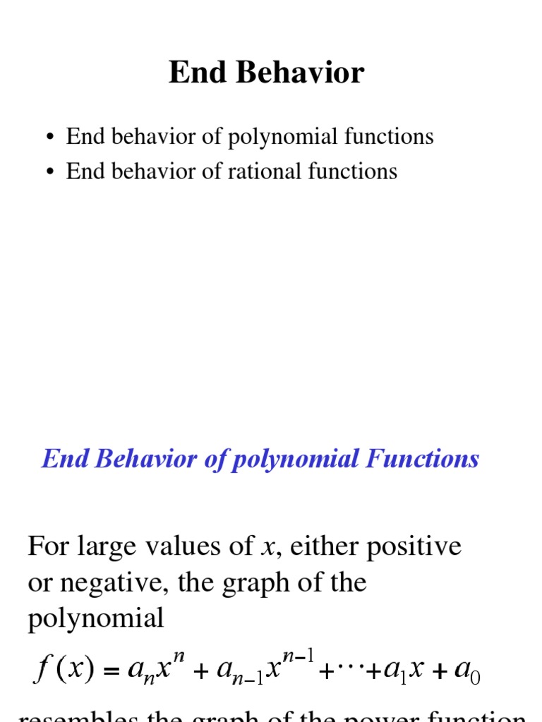 Pc Functions End Behavior Of Polynomial And Rational Functio Pdf