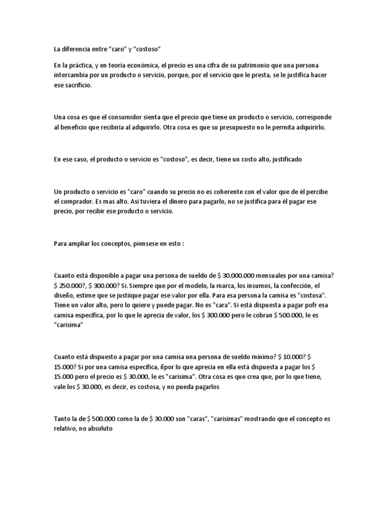 La Diferencia Entre "Caro" y "Costoso" | PDF | Precios | Cliente