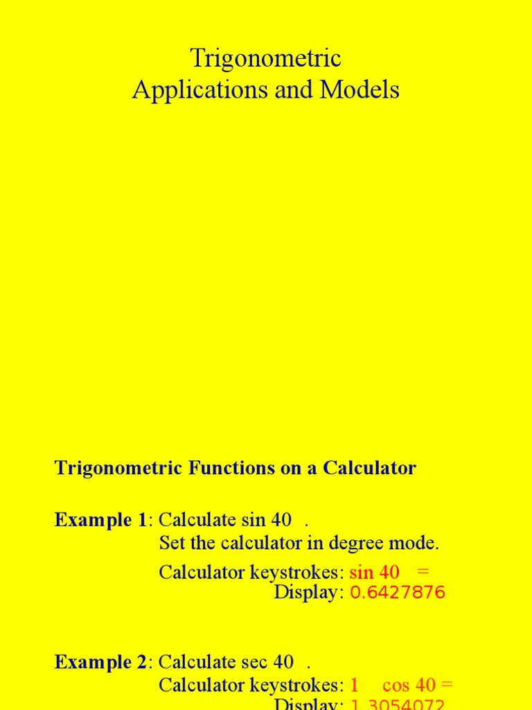 PC Trig Applications | PDF | Trigonometric Functions | Trigonometry