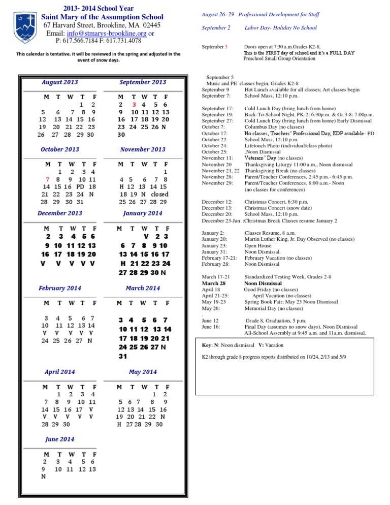 2013-2014 Academic Calendar | PDF