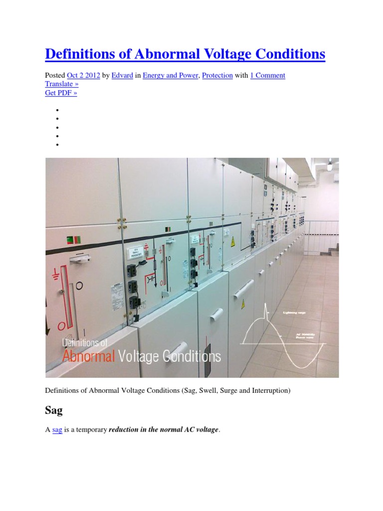 Definitions of Abnormal Voltage Conditions | PDF | Science & Mathematics