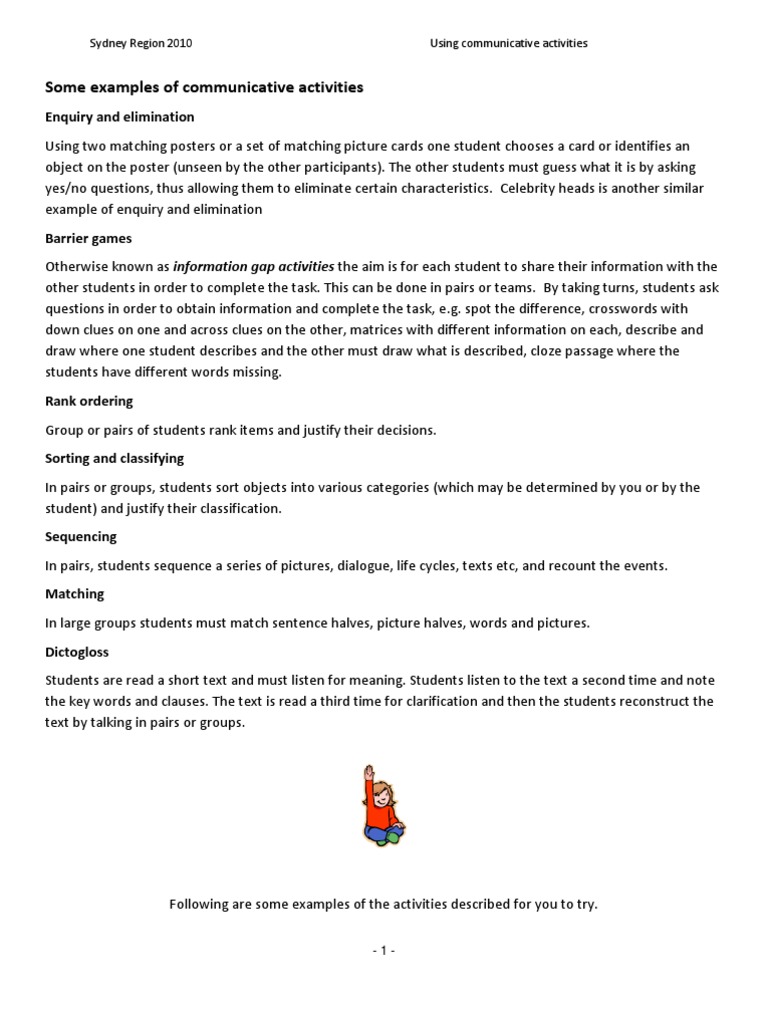 Communicative Activities for Students | PDF | Language Arts & Discipline