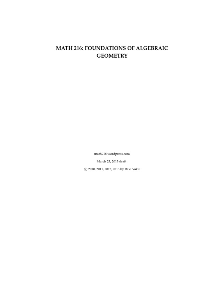 Vakil, Ravi - Foundations of Algebraic Geometry | PDF | Ring ...