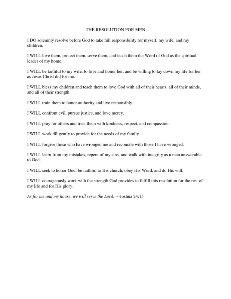 The Resolution For Men | PDF