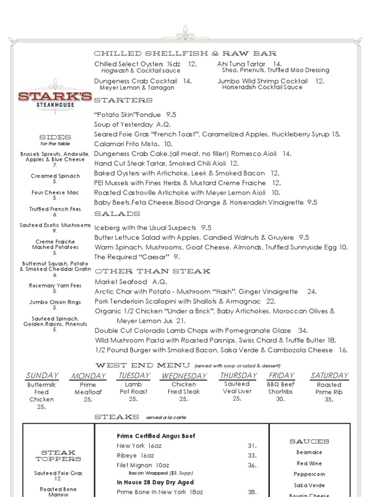 Steak Menu | PDF | Steak | Salad