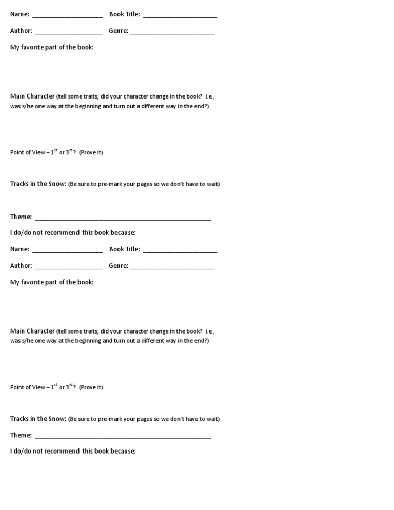 Book Talk Forms3 Incl Pov Tracksinsnow | PDF